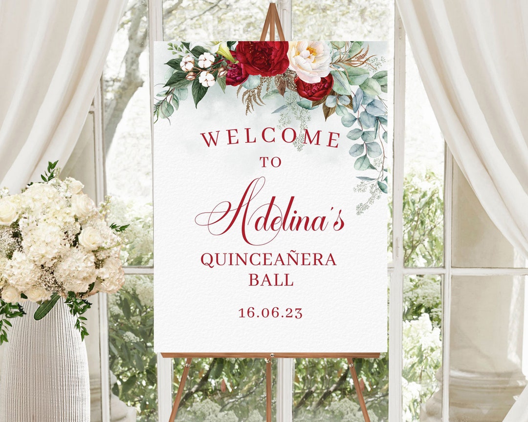 Watercolor Rose Welcome Sign Template Elegant Sign Printable - Etsy