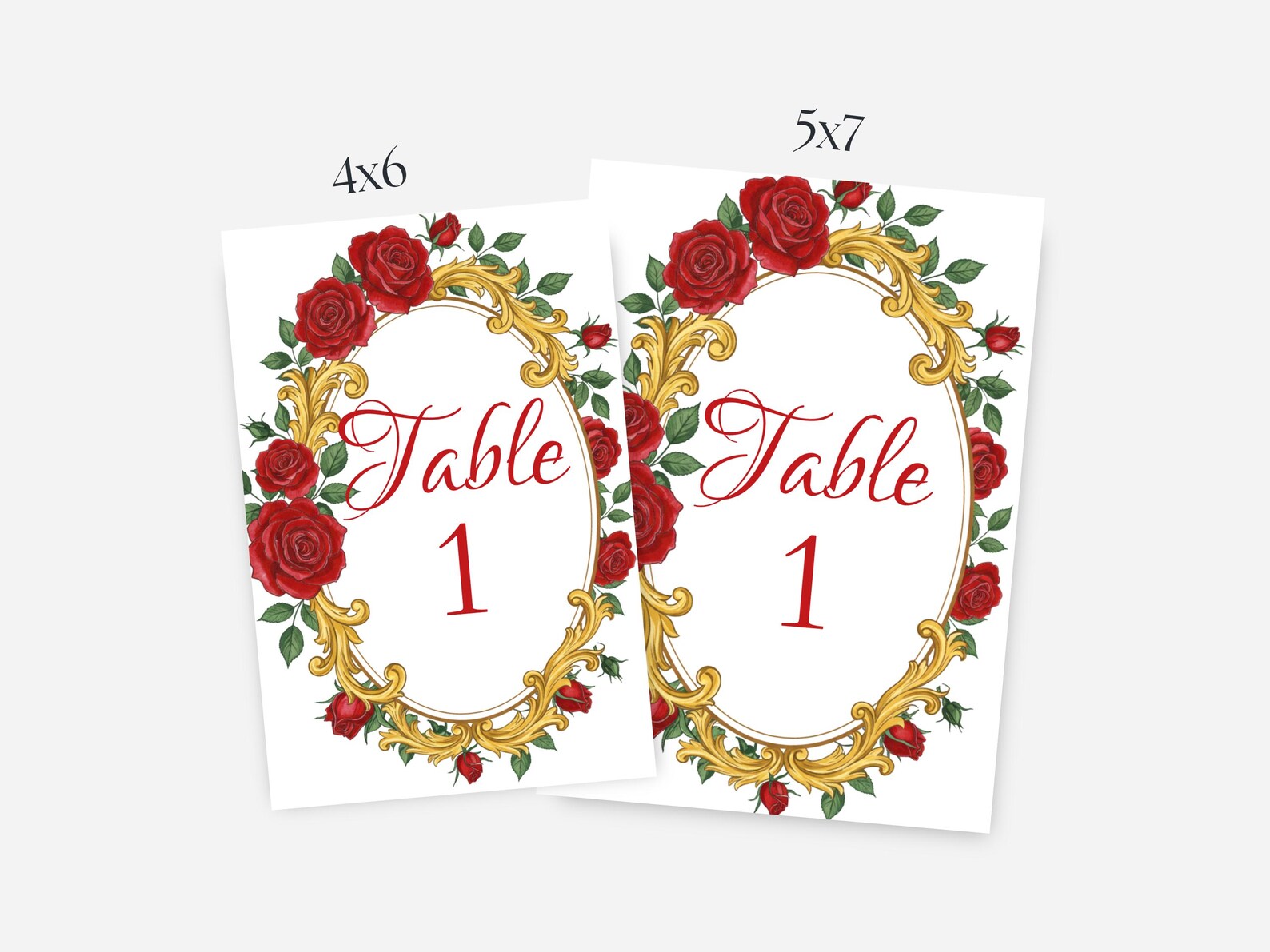 Beauty and the Beast Table Numbers, Editable Template, Enchanted Rose ...