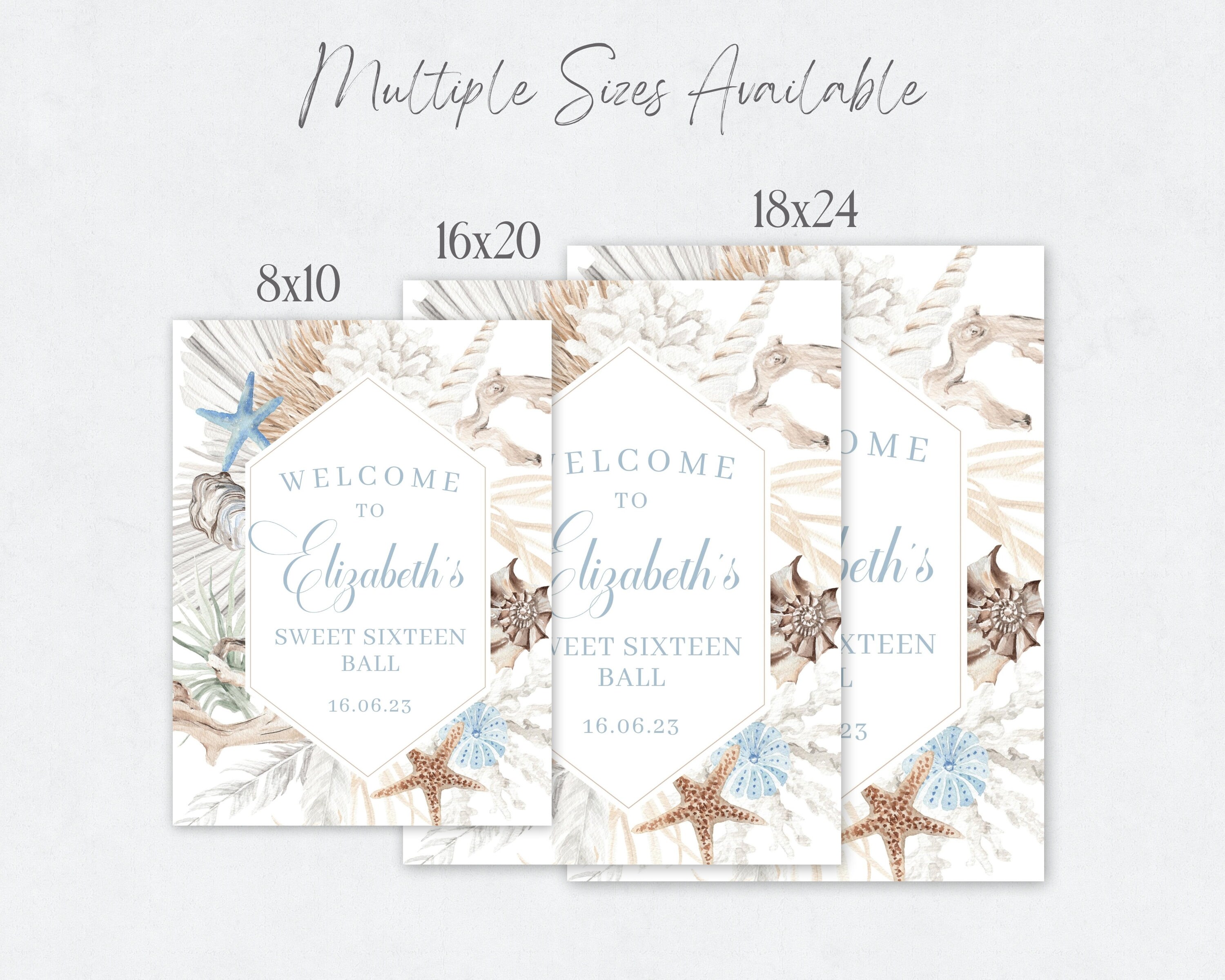 Beach Welcome Sign Template, Under the Sea, Printable 8x10, 16x20 ...