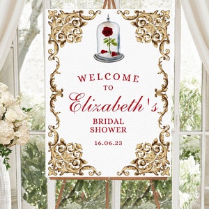 Beauty and the Beast Welcome Sign Editable Template - Etsy