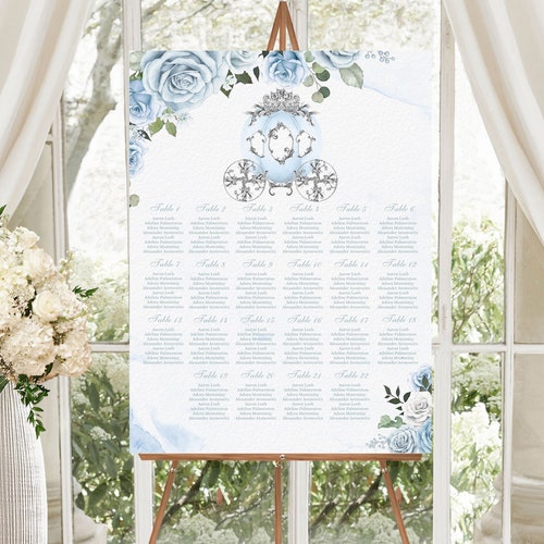Cinderella Seating Chart Editable Template Rose Wedding - Etsy