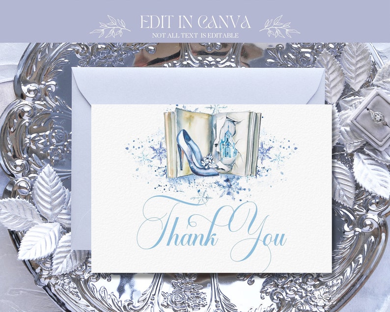Cinderella Thank You Card Printable Editable Template | Etsy