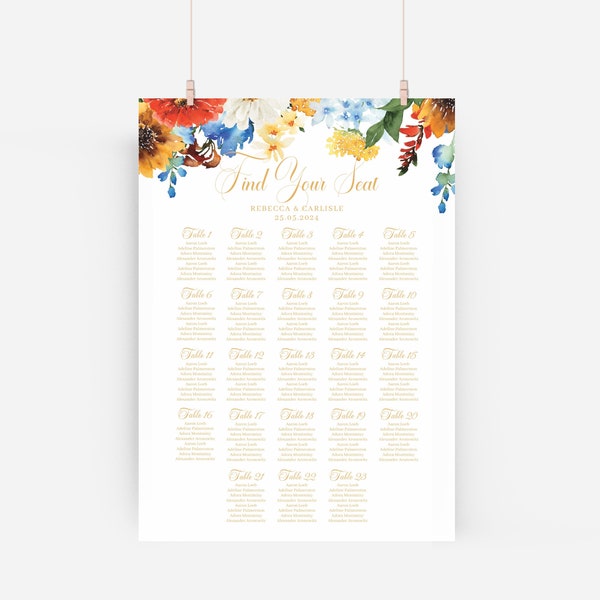 Colorful Seating Chart - Etsy