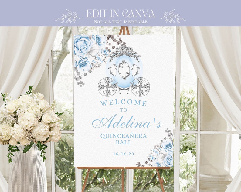Cinderella Welcome Sign Editable Template Carriage - Etsy