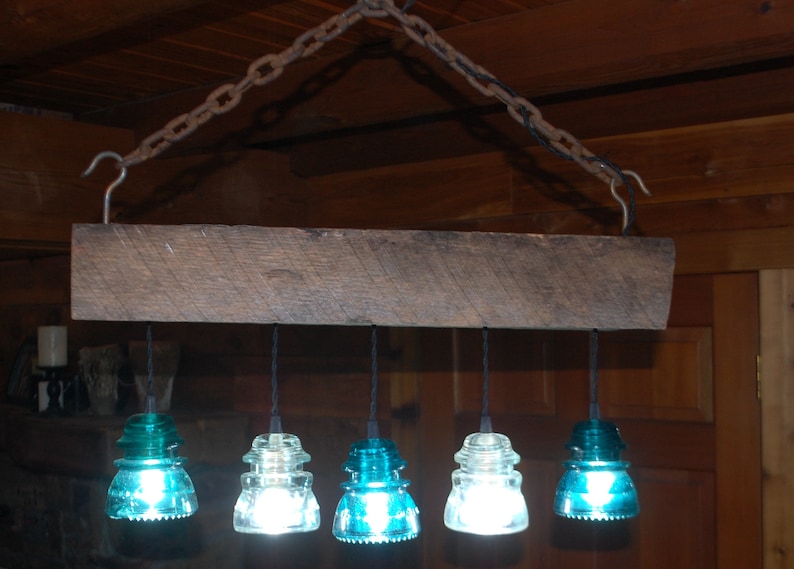 Rustic Glass Insulator Light Fixture - Etsy