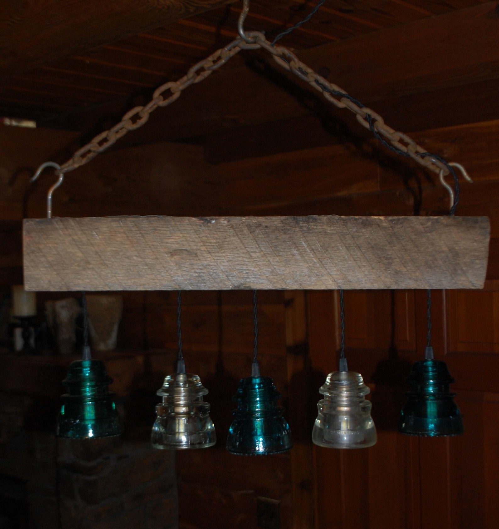 Rustic Glass Insulator Light Fixture - Etsy