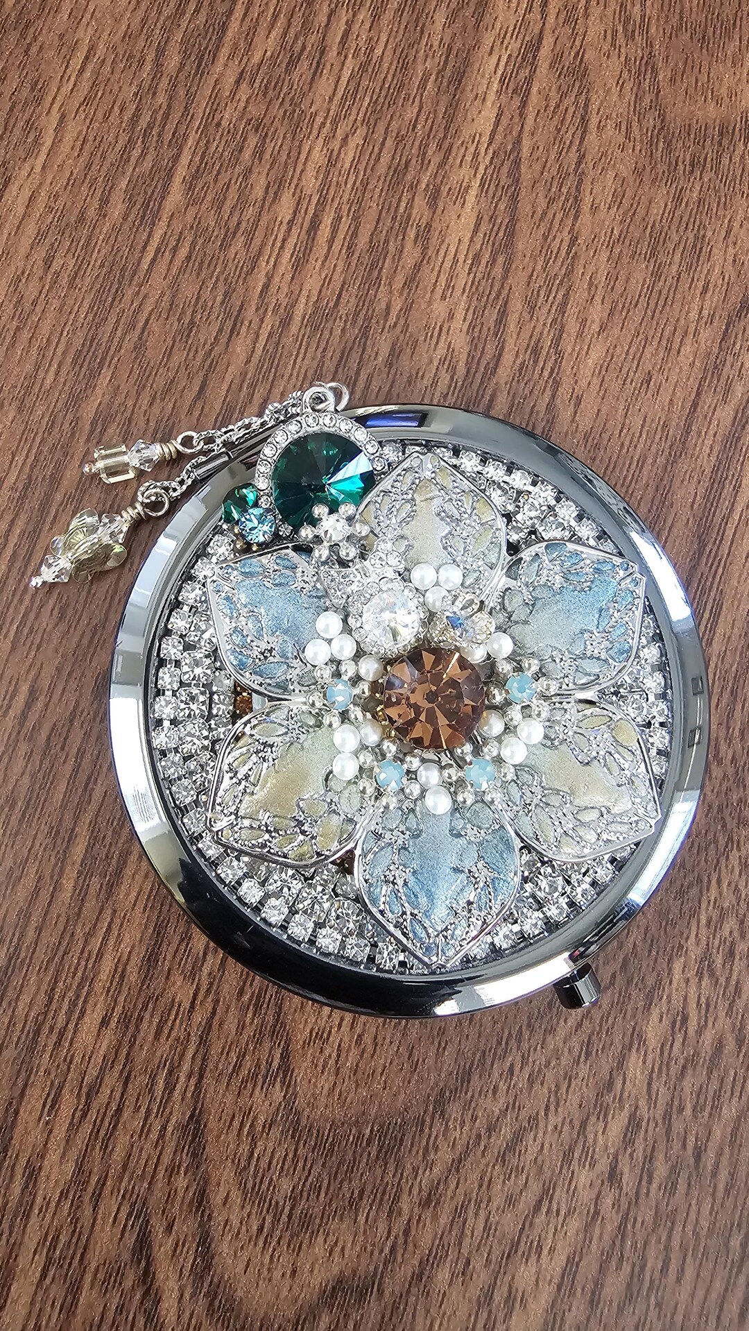 Celestial Blossom Enchanted Compact Mirror With Swarovski Crystals - Etsy