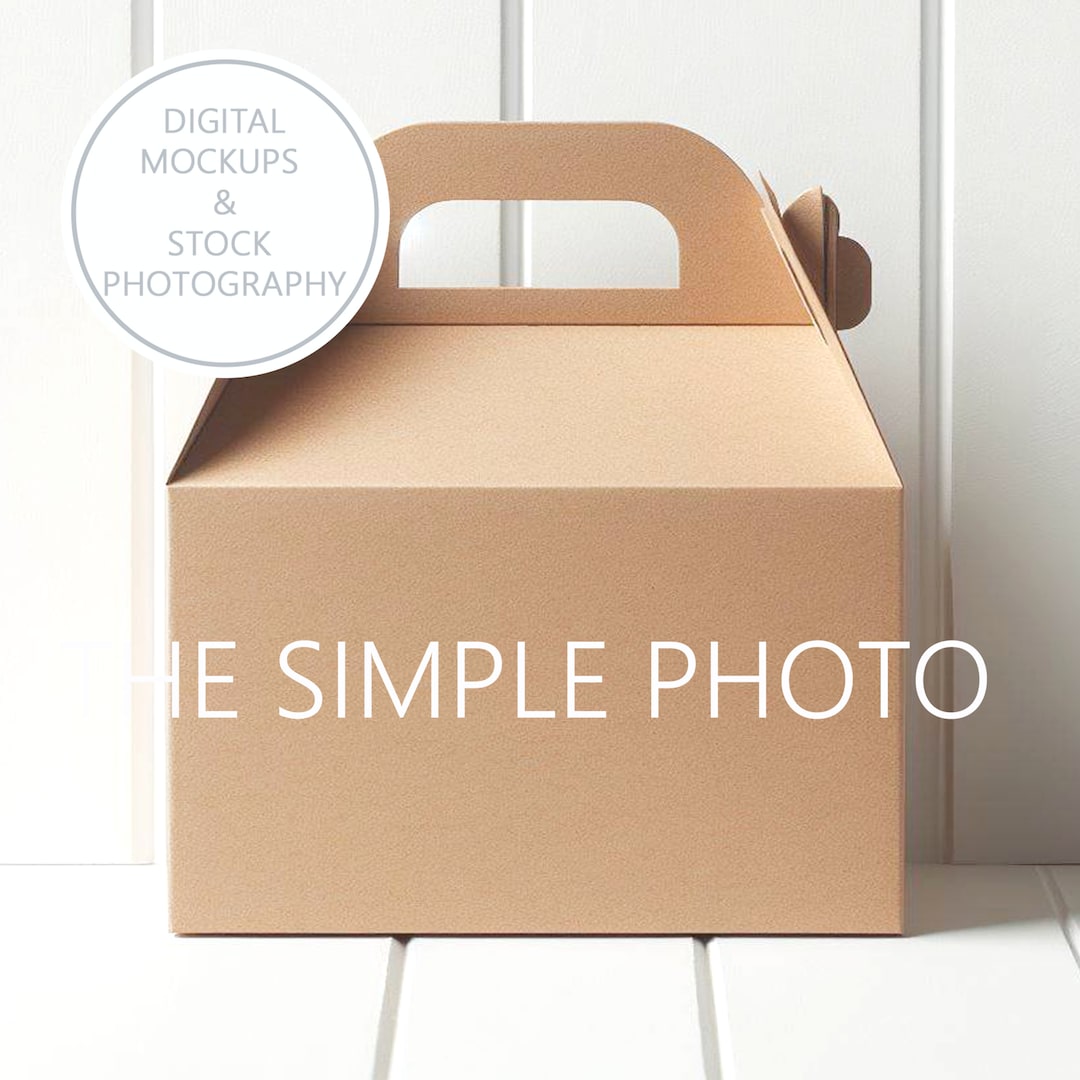 Kraft Gable Box Label Sticker Mockup Logo Mockup Shower Treat Box ...