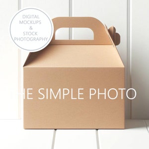 Kraft Gable Box Label Sticker Mockup Logo Mockup Shower Treat Box ...