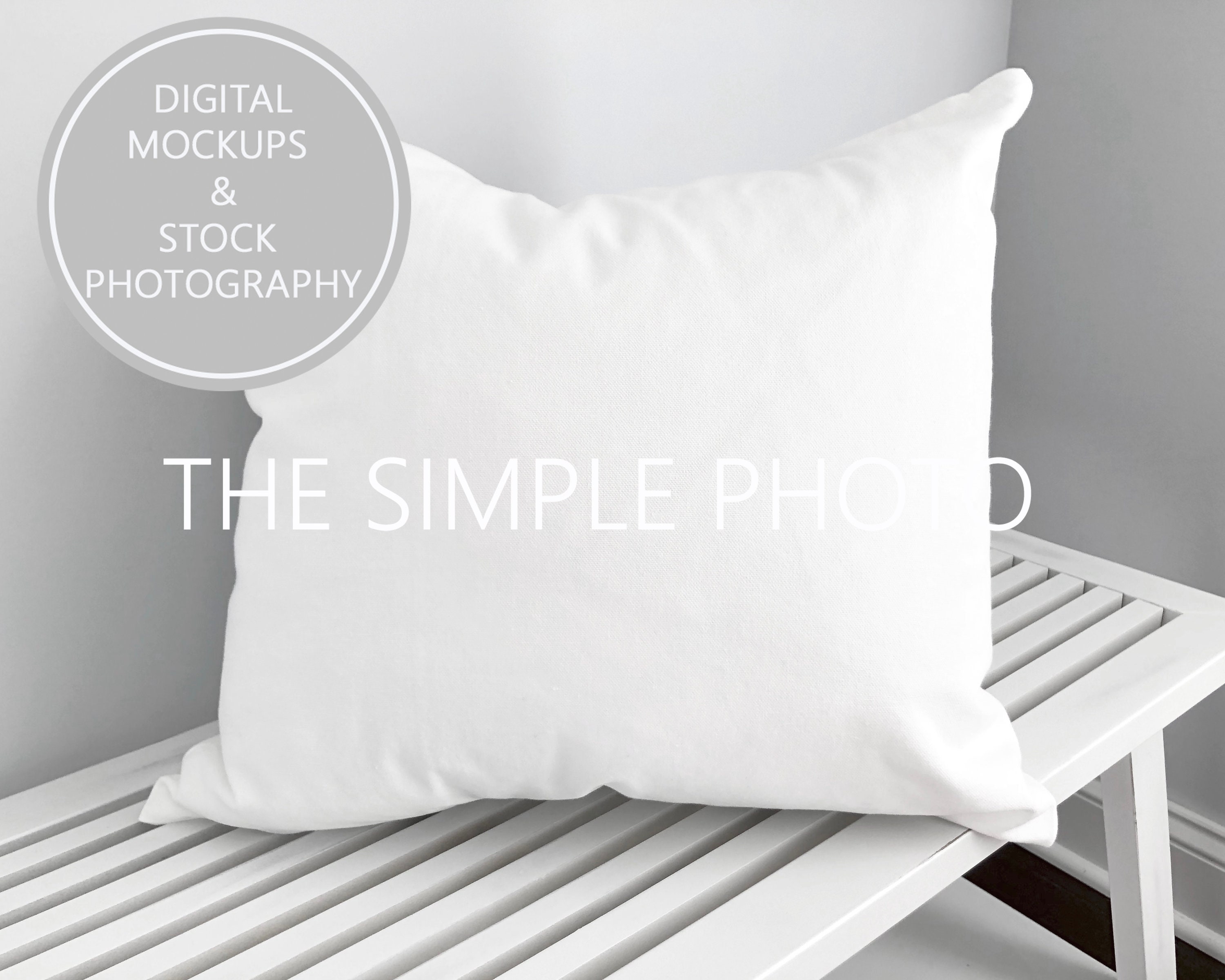 Blank Square Pillow Stock Photo, White Square Pillow Mockup, Minimalist ...