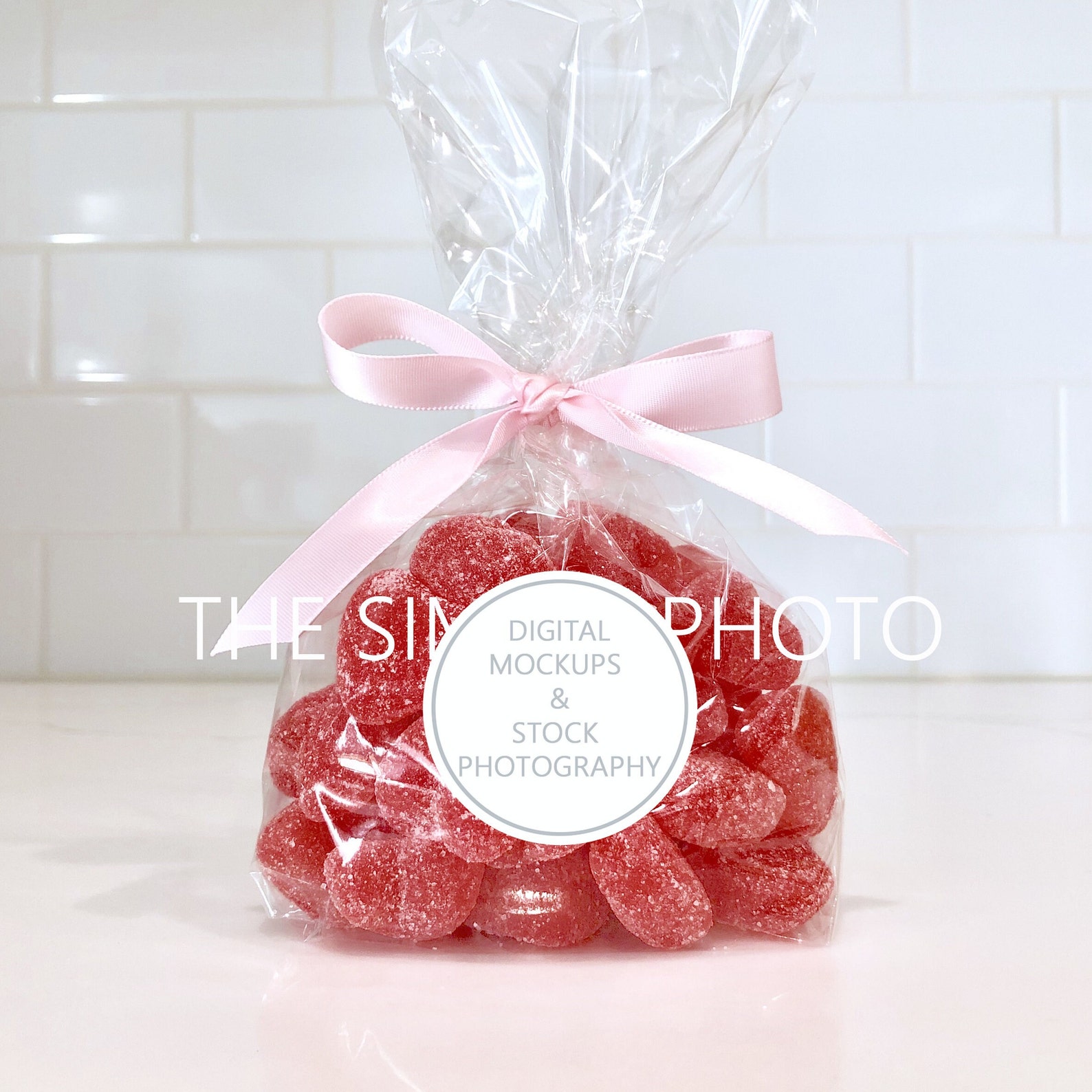 Valentines Day Candy Bag Sticker Mockup Treat Bag Label Mockup Wedding ...