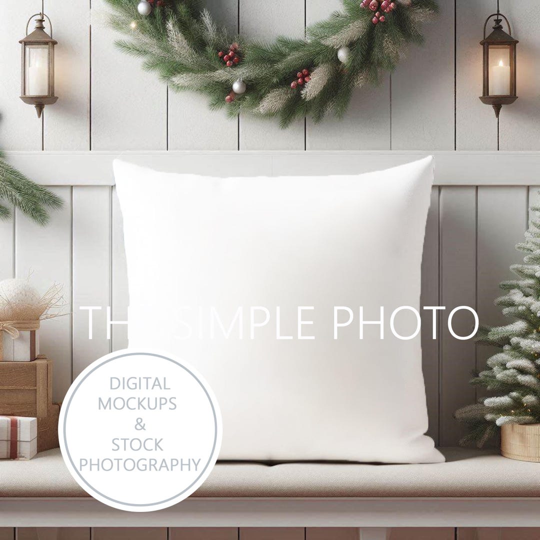 Blank White Christmas Pillow Cover Mockup Christmas Cushion Mockup ...