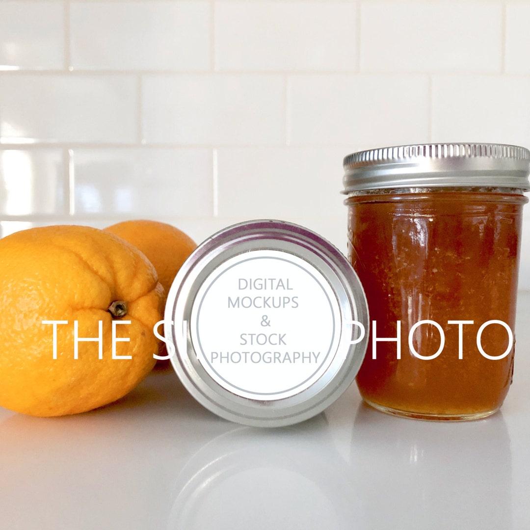 Round Jelly Sticker Mockup Label Mockup Mason Jar Label Mockup Jam Lid ...