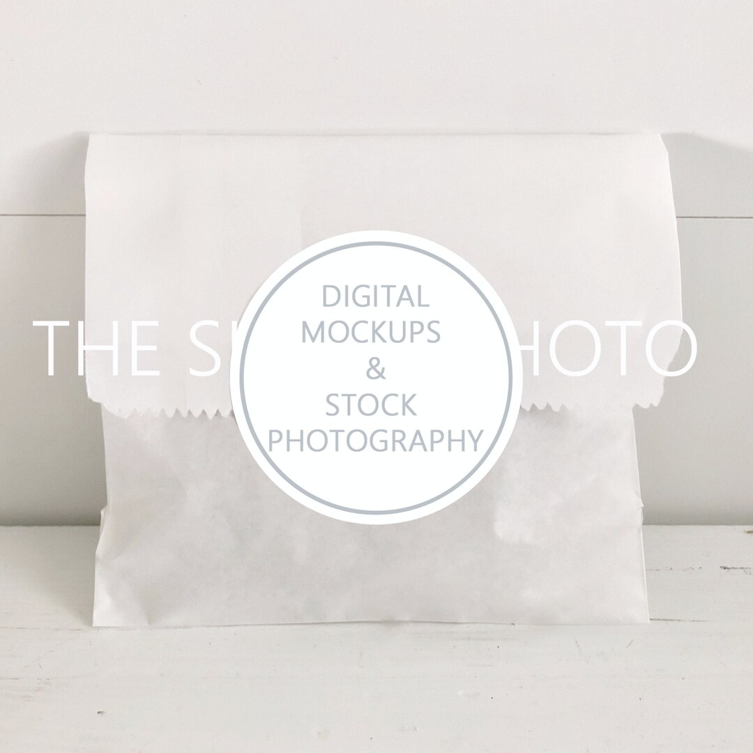 Round Sticker Label Mockup Wedding Birthday Treat Bag Mockup Gift Bag ...