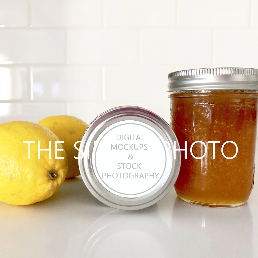 Round Jelly Sticker Mockup Label Mockup Mason Jar Label Mockup Jam Lid ...