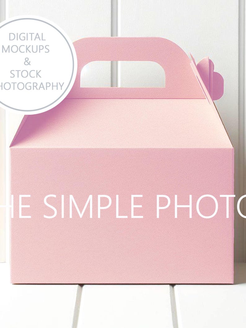 Pink Gable Box Label Sticker Mockup Logo Mockup Shower Treat Box Mockup ...