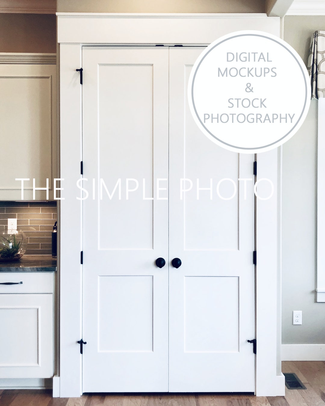Pantry Door Vinyl Decal Mockup, Blank Interior Door Photo, Plain White ...