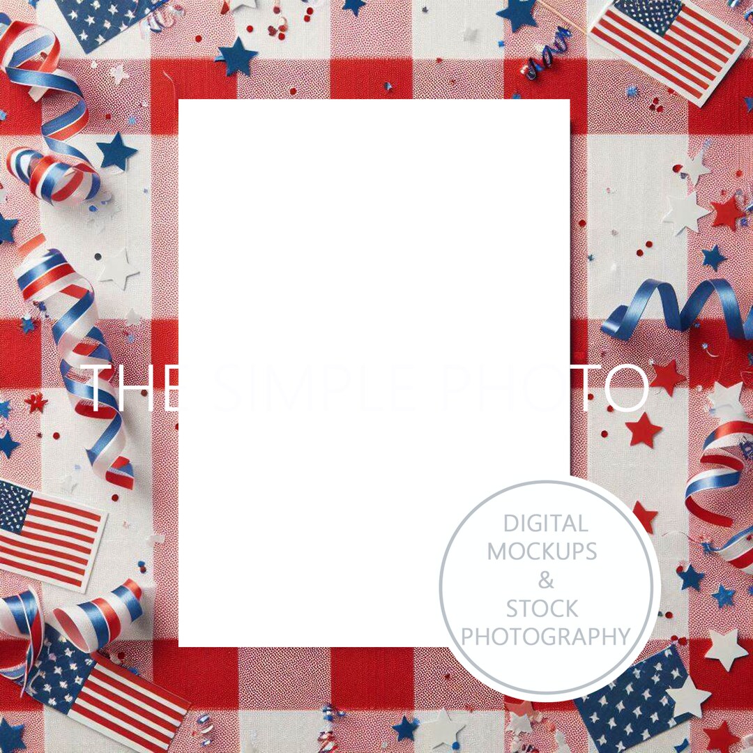 4th of July Invitation Mockup, Blank Patriotic Card Mockup Patriotic ...