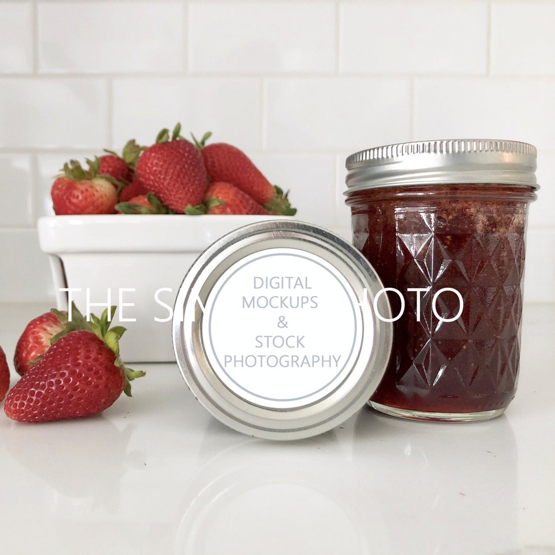 Round Jelly Sticker Mockup Label Mockup Mason Jar Label Mockup Jam Lid ...