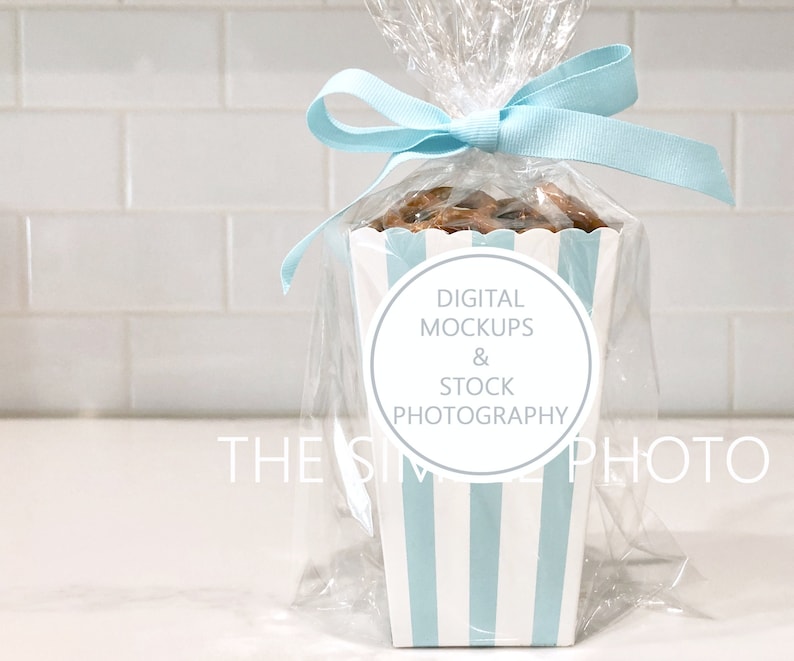 Birthday Favor Label Mockup Sticker Mockup Boy Shower Treat Bag Mockup ...