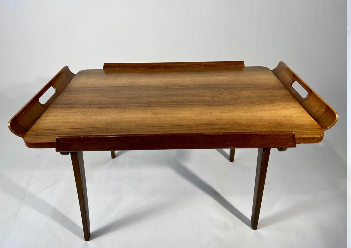 1950s Mid Century Modern Rosewood + Walnut Tv Service Tray Table - Etsy