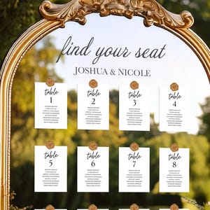 Wedding Mirror Seating Chart Cards, Custom Wedding Seating Chart ...