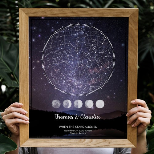 Custom Night Sky Map Personalized Newlywed Gift for Couple | Etsy