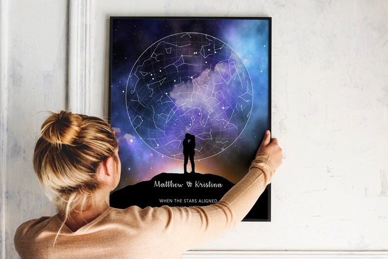 Custom Night Sky Map Personalized Newlywed Gift for Couple | Etsy