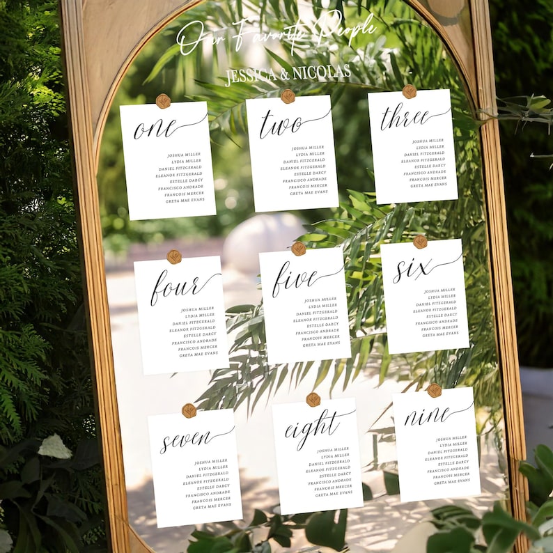 Wedding Seating Chart Cards, Custom Wedding Mirror Seating Chart ...
