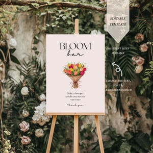 Flower Bar Sign Template | Bloom Bar Printable Sign for Bridal Shower ...