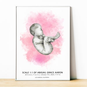 THE BIRTH POSTER in Scale 1:1, Baby Sketch, Custom Made Newborn Poster ...