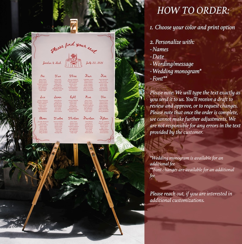Hand Drawn Wedding SEATING CHART Sign, Whimsical Wedding Seating Chart ...
