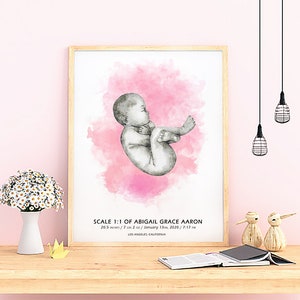 THE BIRTH POSTER in Scale 1:1, Baby Sketch, Custom Made Newborn Poster ...
