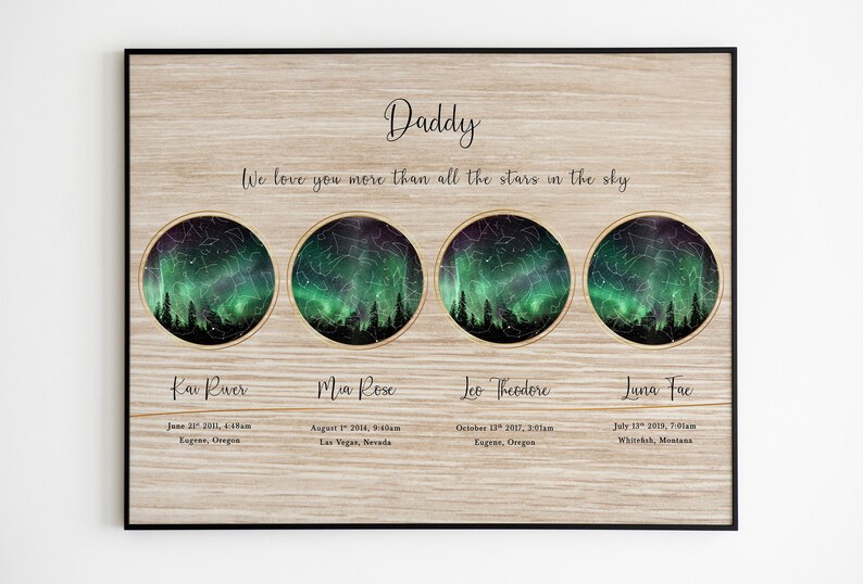 4 LOCATION STAR MAP Custom dad gift Personalized Star map | Etsy