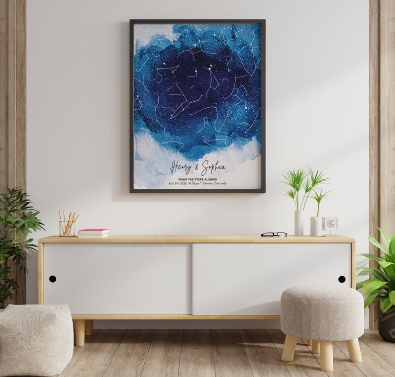 NIGHT SKY PRINT, Custom Star Map, Personalized Print, Astronomy Gift ...