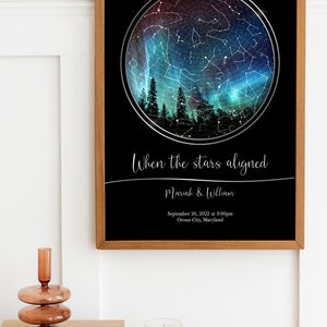 Star Map Anniversary Gift, Night Sky by Date, Night Sky Print, Star Map ...