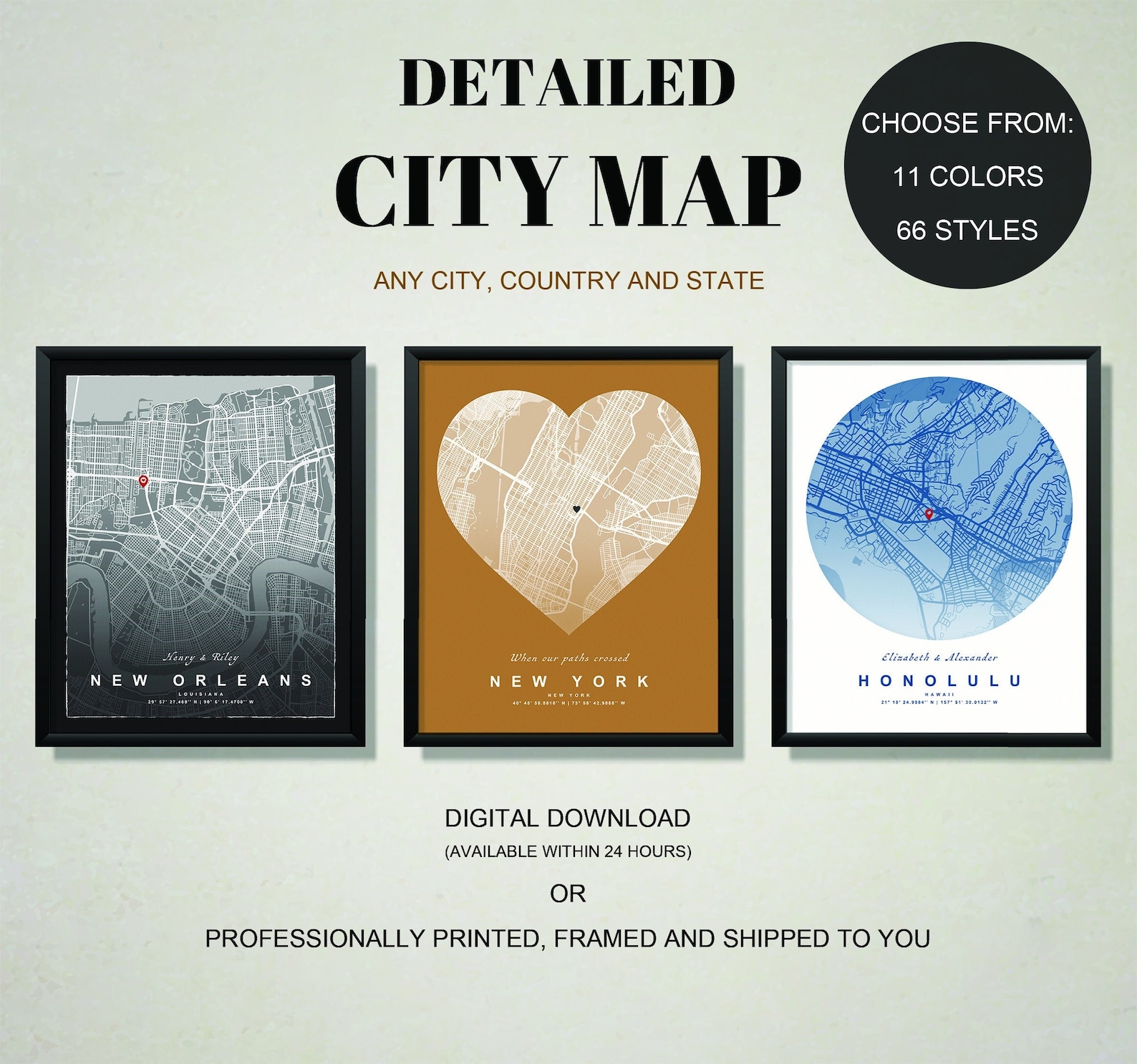 Custom MAP, Custom City Map, Personalized Map Print, Travel Map Gift ...