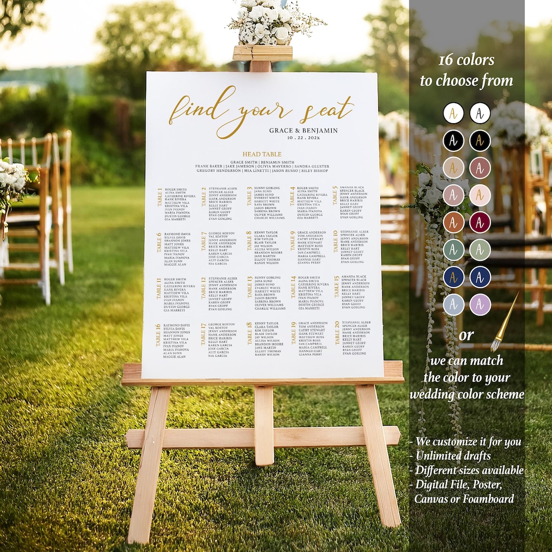 Wedding SEATING CHART, Custom Seating Chart, Printed or Digital File ...