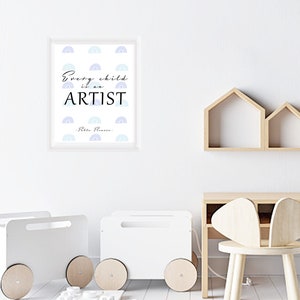 Every Child is an ARTIST Picasso Quote Instant Download, Kids Room Wall ...
