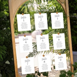 Wedding Mirror Seating Chart Cards, Custom Wedding Seating Chart ...