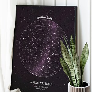 Custom Star Map by Date, Personalized Star Chart, Night Sky Print ...