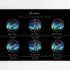 Grandma Mother's Day Gift Custom 6 STAR MAP by Date , Personalized ...