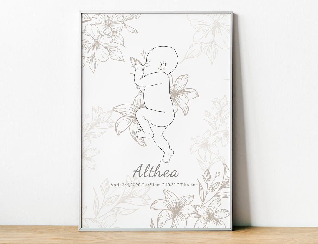 Birth Poster in Scale 1:1, Personalized Baby Poster, Baby Illustration ...