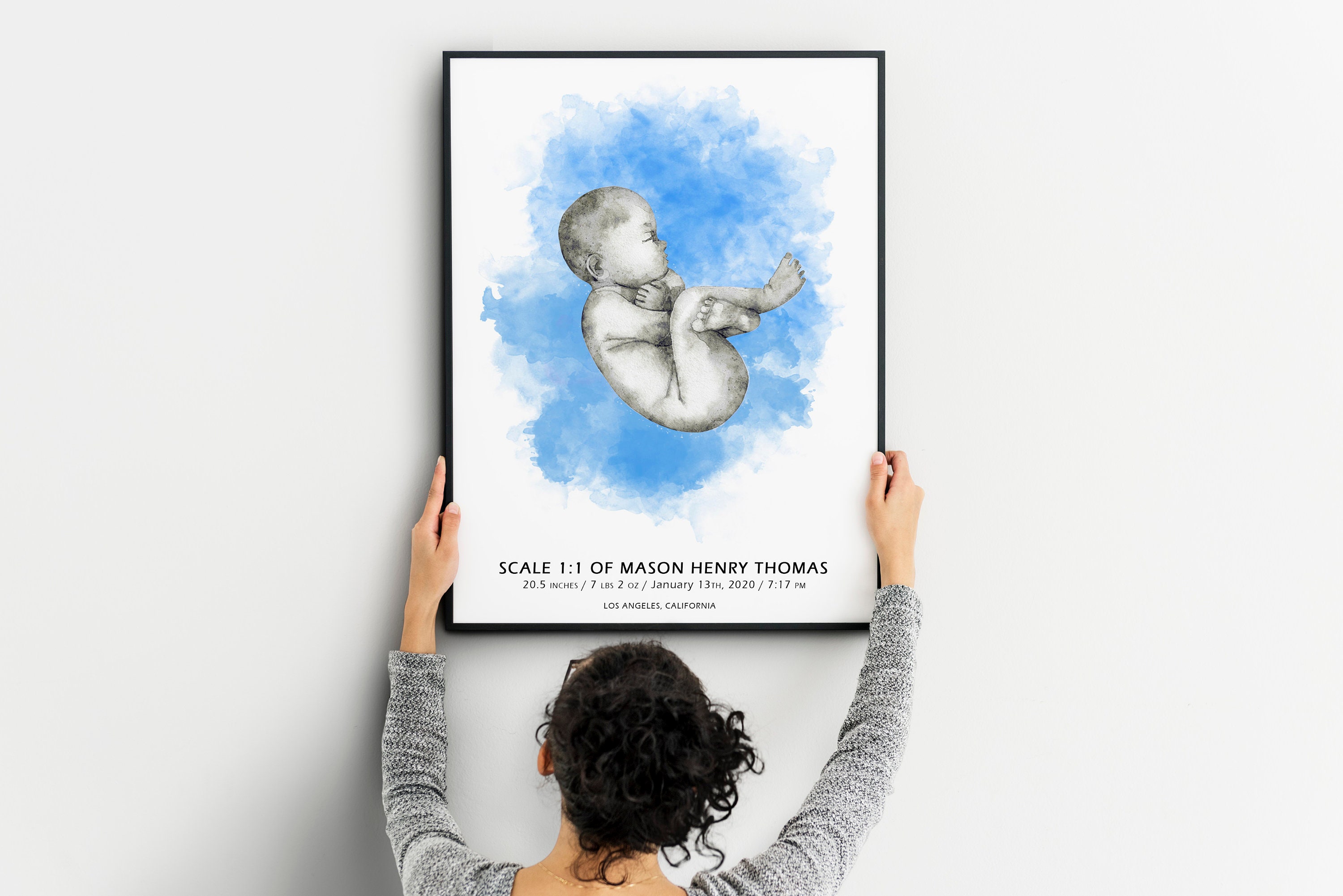 THE BIRTH POSTER in Scale 1:1, Baby Sketch, Custom Made Newborn Poster ...