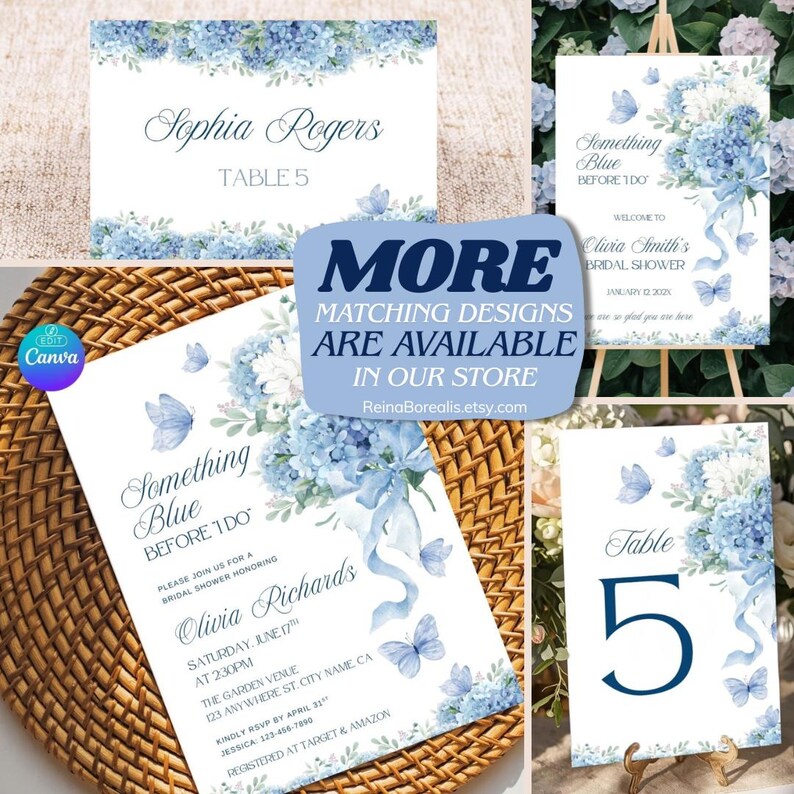 Dusty Blue Hydrangea Table Numbers, Elegant Something Blue Wedding ...