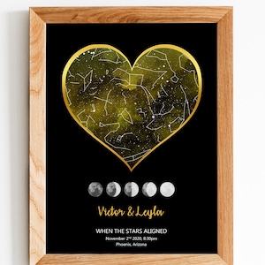 Heart Star Map VALENTINE'S DAY GIFT, When the Stars Aligned Sky Map ...