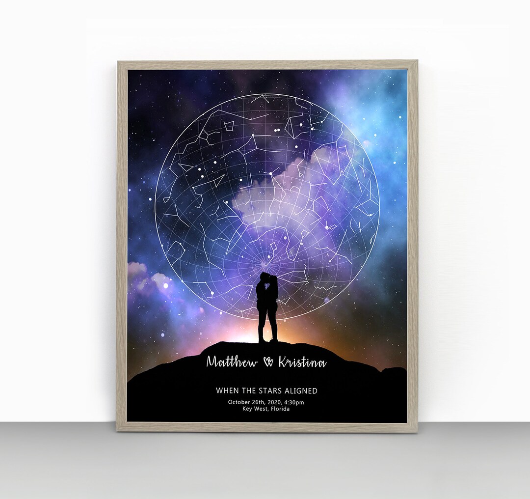 Custom Night Sky Map Personalized Newlywed Gift for Couple, Gift for ...