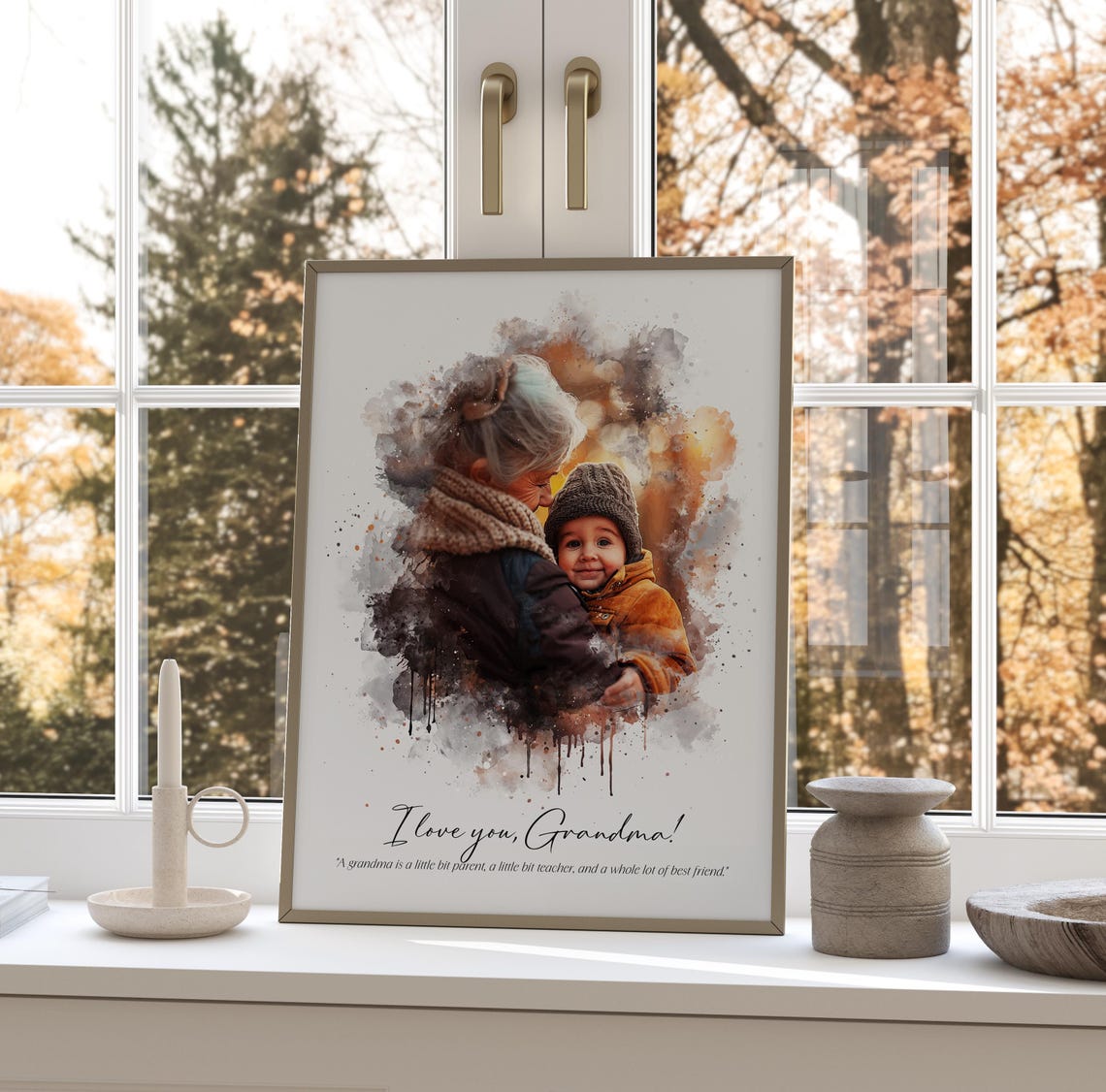 Grandmother Watercolor Portrait From Photo ,digital or Print, Custom ...