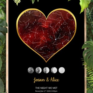 Heart Star Map VALENTINE'S DAY GIFT, When the Stars Aligned Sky Map ...
