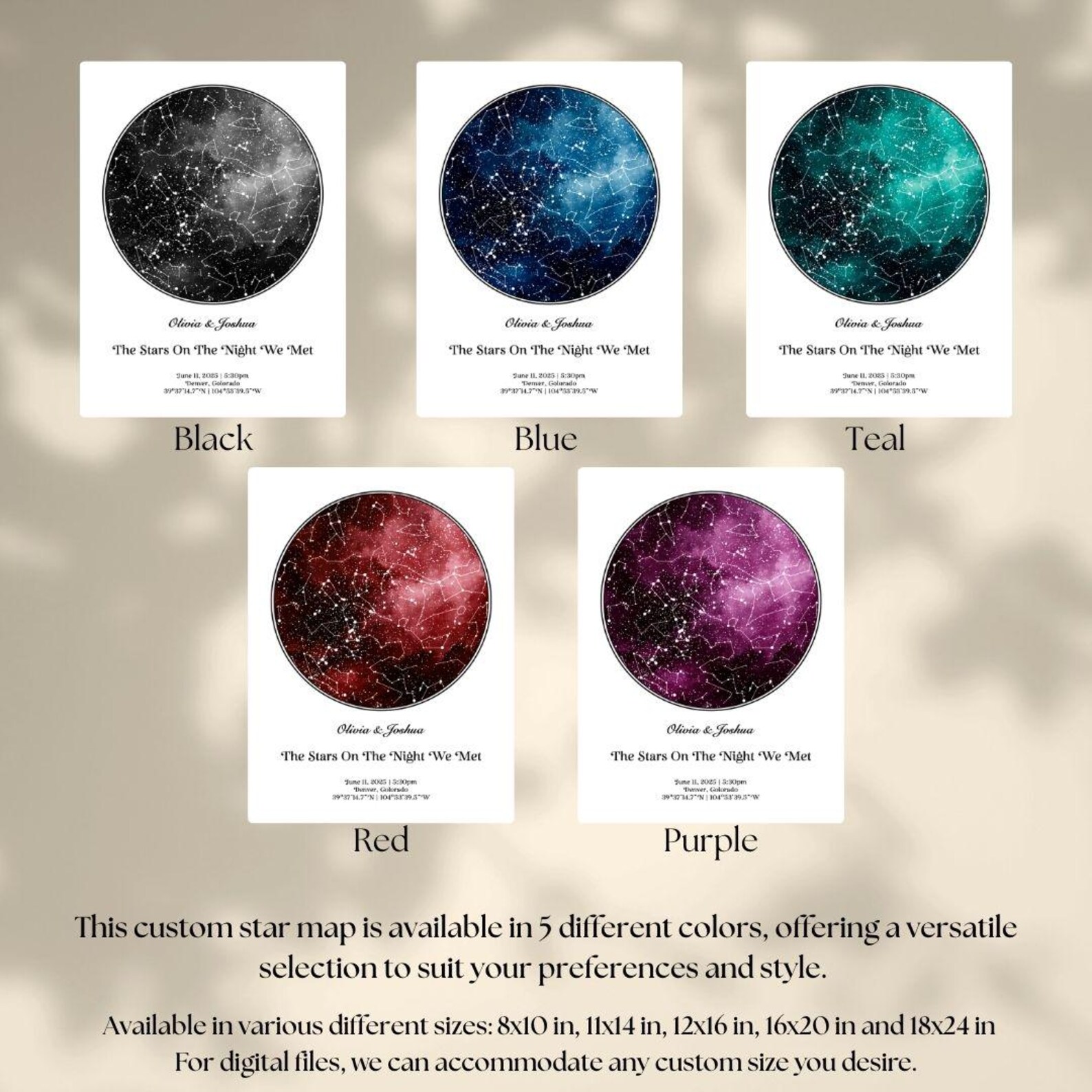 Custom Star Map Print • Night Sky Poster • Personalized Constellation ...